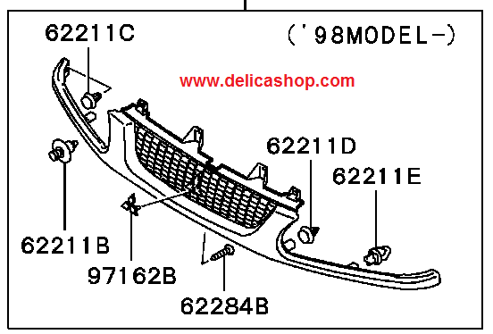 front grille clip kit series 2 4/97 - 3/07 - Delica Garage